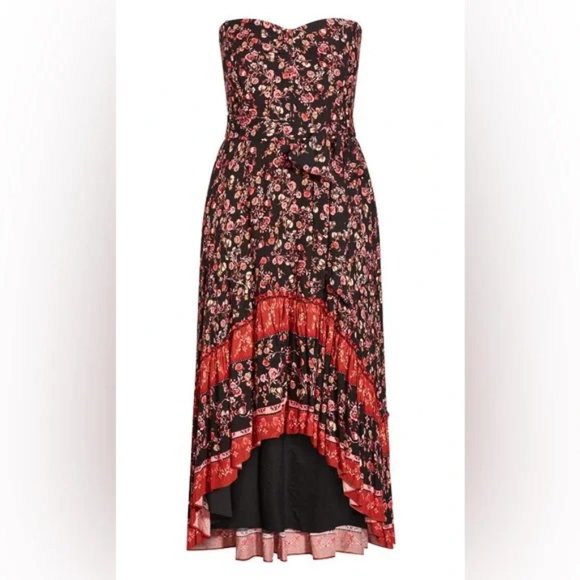 Starling Reine | Dresses | Starling Reine Strapless Floral High Low ...